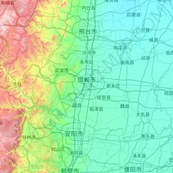 Handan topographic map, elevation, terrain