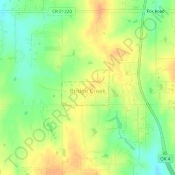 Bridge Creek topographic map, elevation, terrain
