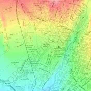 Parque Valencia topographic map, elevation, terrain