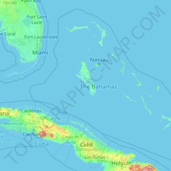 The Bahamas topographic map, elevation, relief